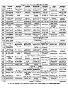 Programming Schedules - The Catholic Echo