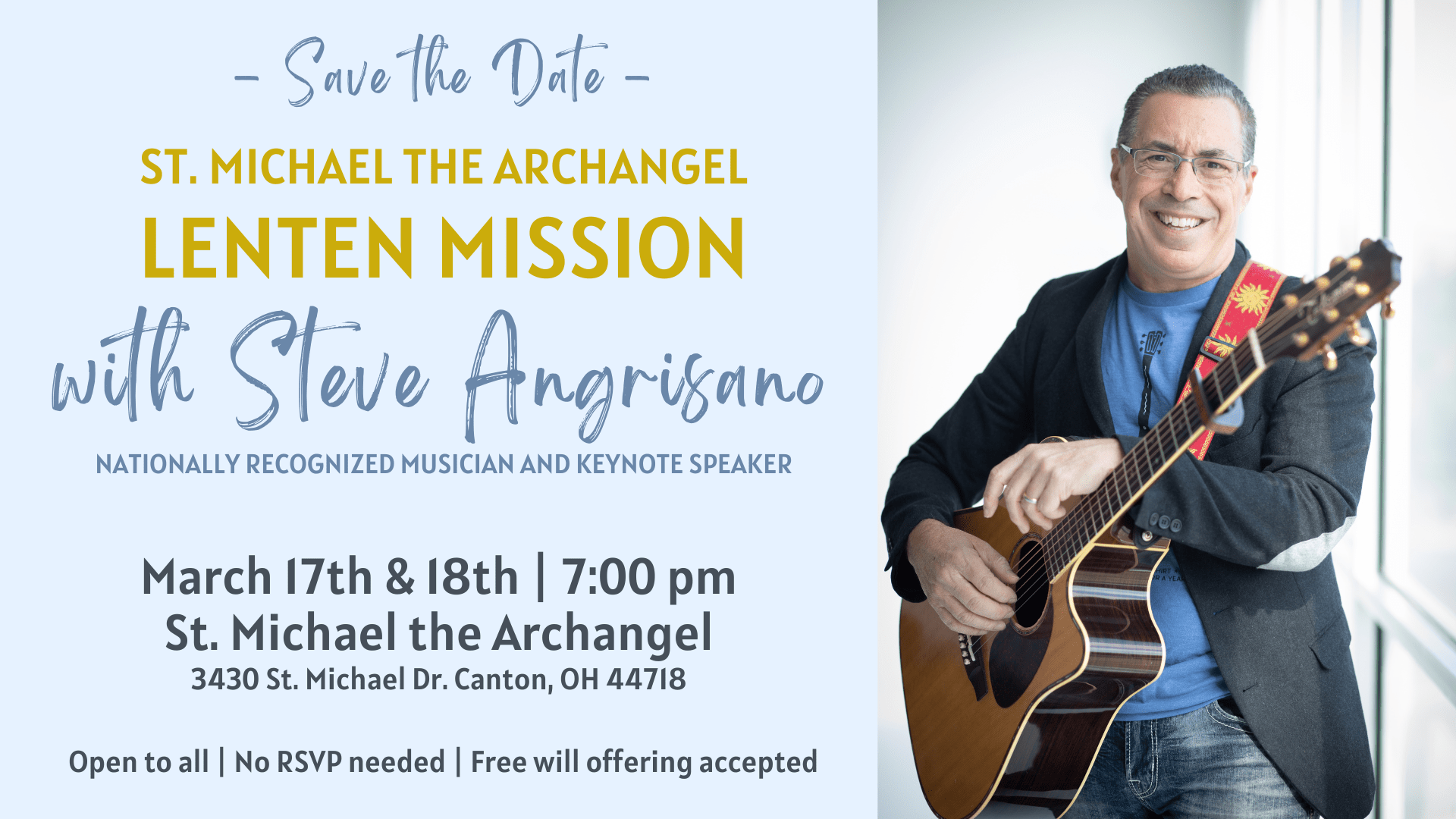 St. Michael to host Lenten Mission with Steve Angrisano - The Catholic Echo