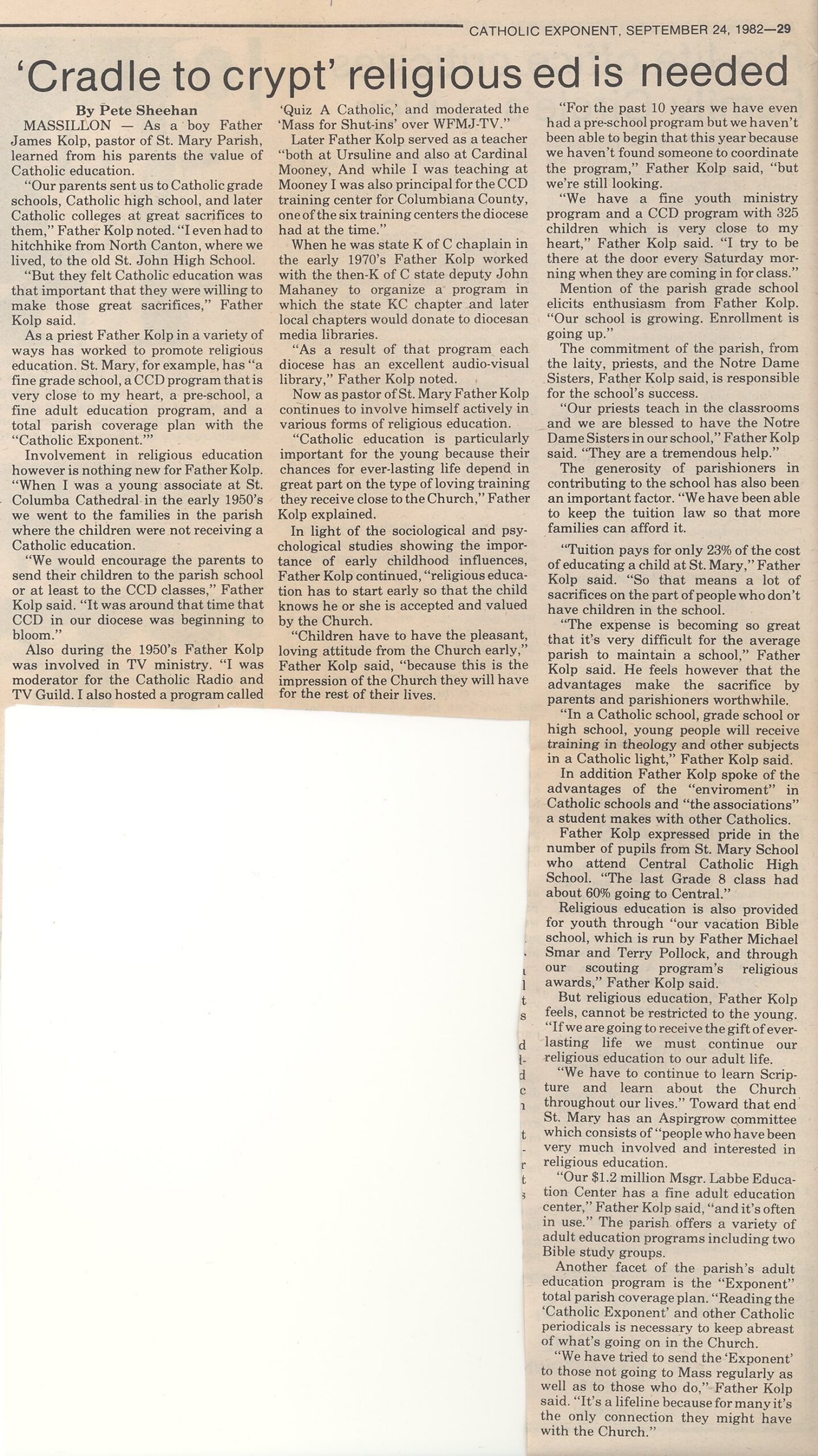 Remembering Monsignor Kolp - The Catholic Echo